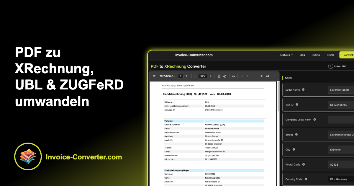 XRechnung von Grund auf erstellen | Invoice-Converter.com